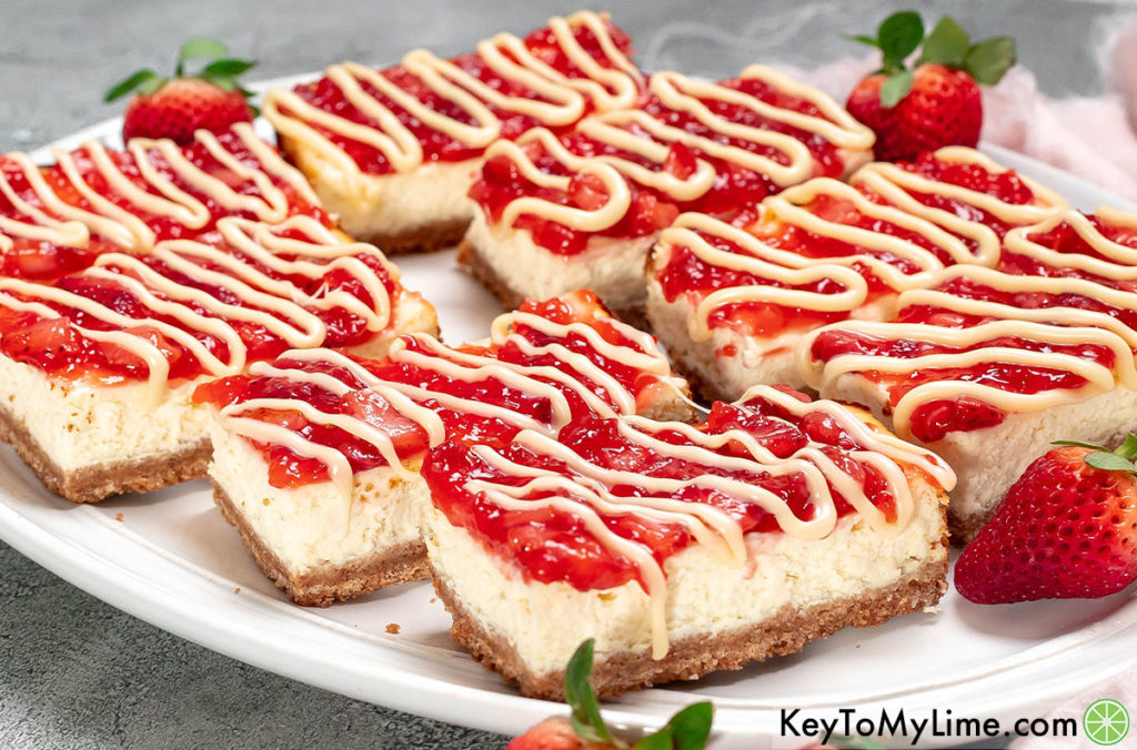 BEST Philadelphia Cheesecake Bars {Snack Bars VIDEO} - Key To My Lime
